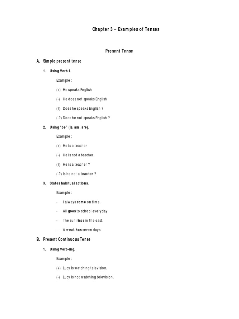 English Tenses Chapter 3 | PDF | Grammatical Tense | Perfect (Grammar)