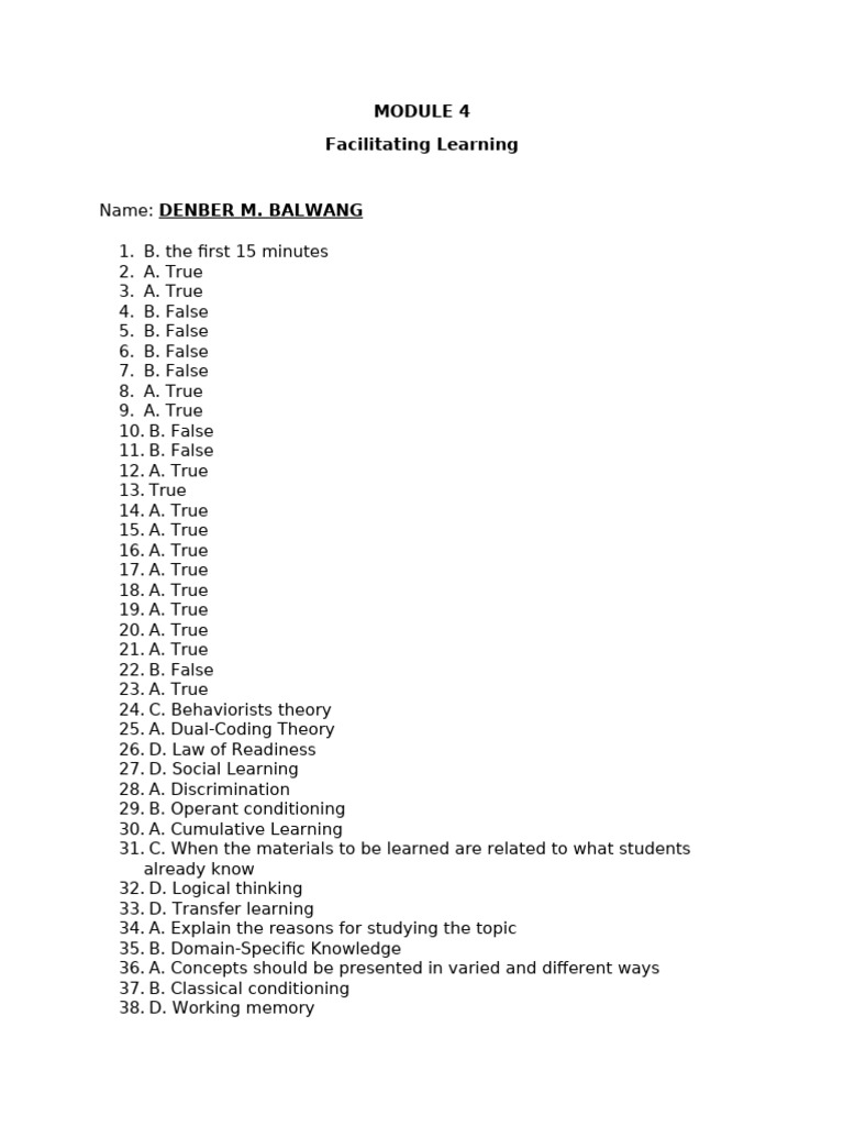 MODULE 4-FACILITATING LEARNING ACTIVITY-ANSWER | PDF