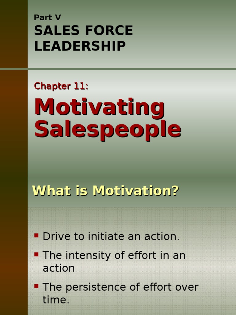 Sales Force Leadership: Motivating Salespeople | PDF | Motivation ...