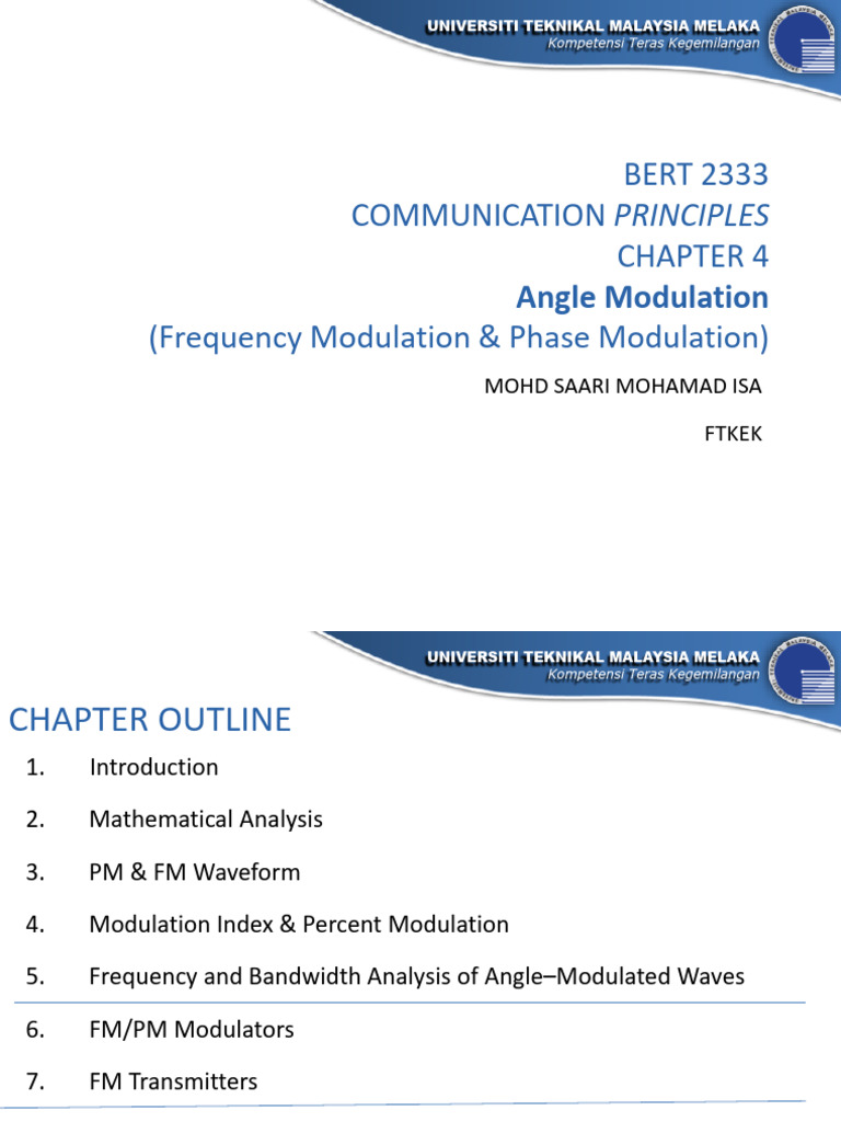 BERT2333 Chapter 4 Angle Modulation | PDF | Frequency Modulation | Detector (Radio)