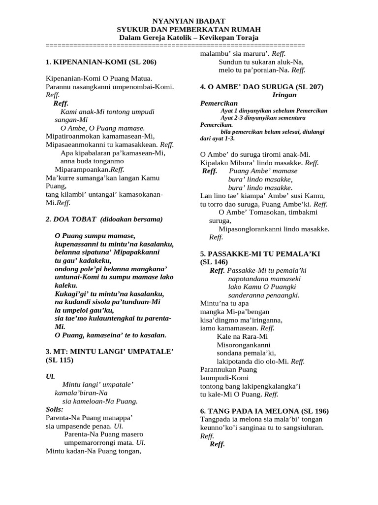 Nyanyian Liturgi Syukuran Dan Pemberkatan | PDF