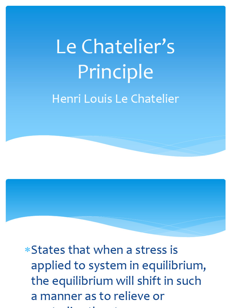 WEEK 3.5 Le Chatelier's Principle | PDF | Acid | Chemical Equilibrium