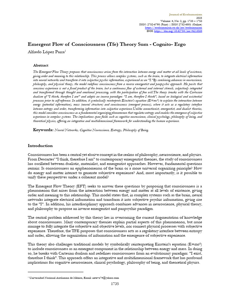 Emergent Flow of Consciousness TFE Theory Sum - Co | PDF ...