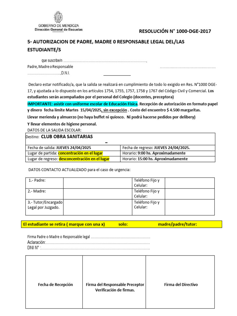 AUTORIZ. CONVIVENCIA 3ros. | PDF