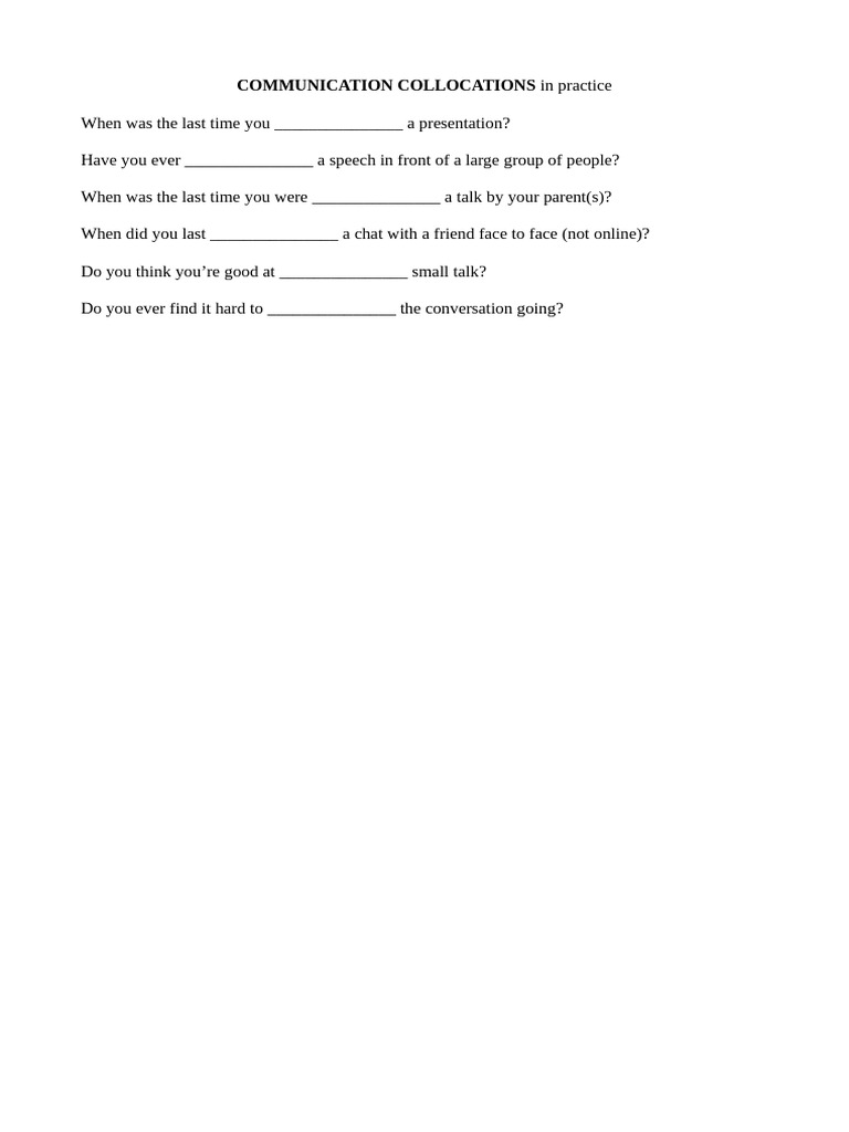 Communication Collocations Speaking | PDF