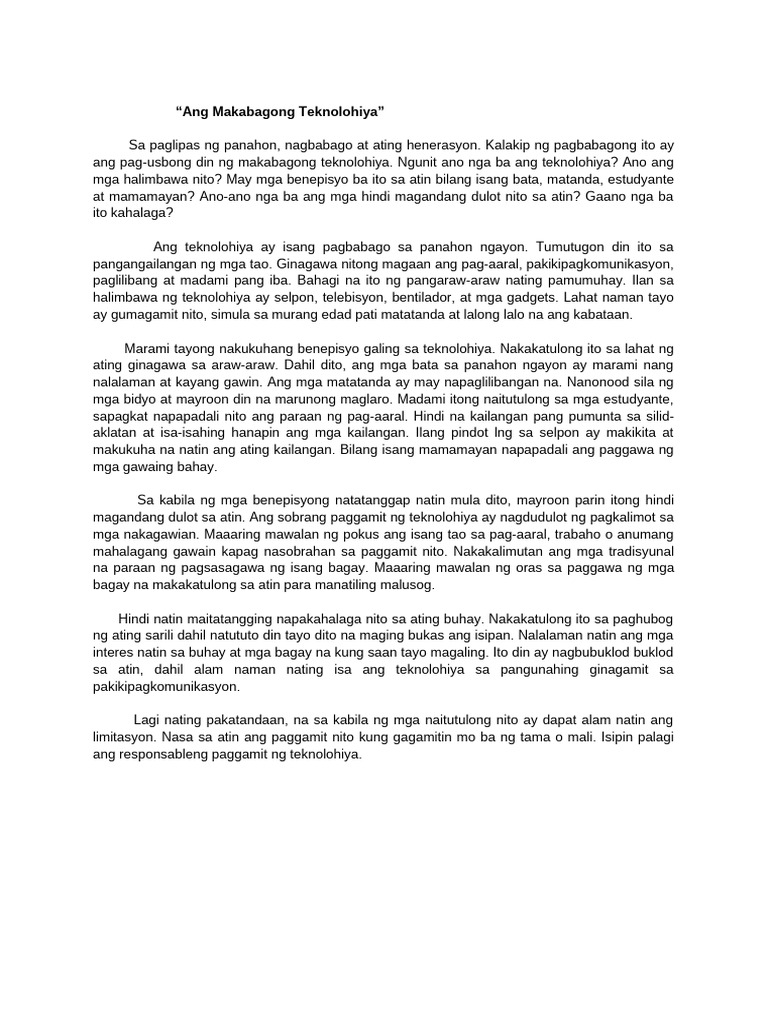 Ang Makabagong Teknolohiya | PDF