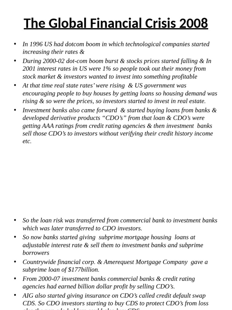 The Global Financial Crisis 2008 | PDF | Collateralized Debt Obligation ...