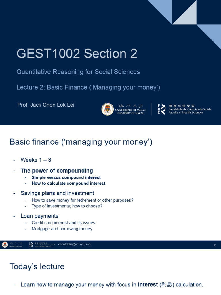 Lecture02_GEST1002_002_20250109 | PDF | Compound Interest | Interest