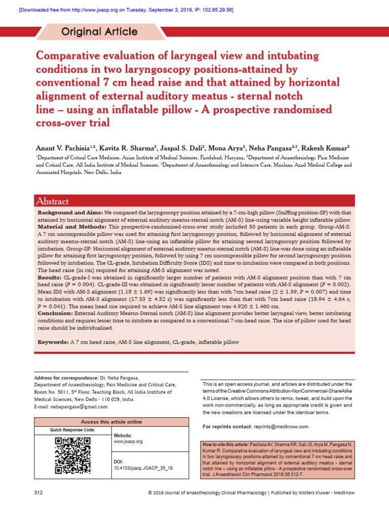Comparative Evaluation of Laryngeal View and Intub | PDF | Intensive Care Medicine | Medicine