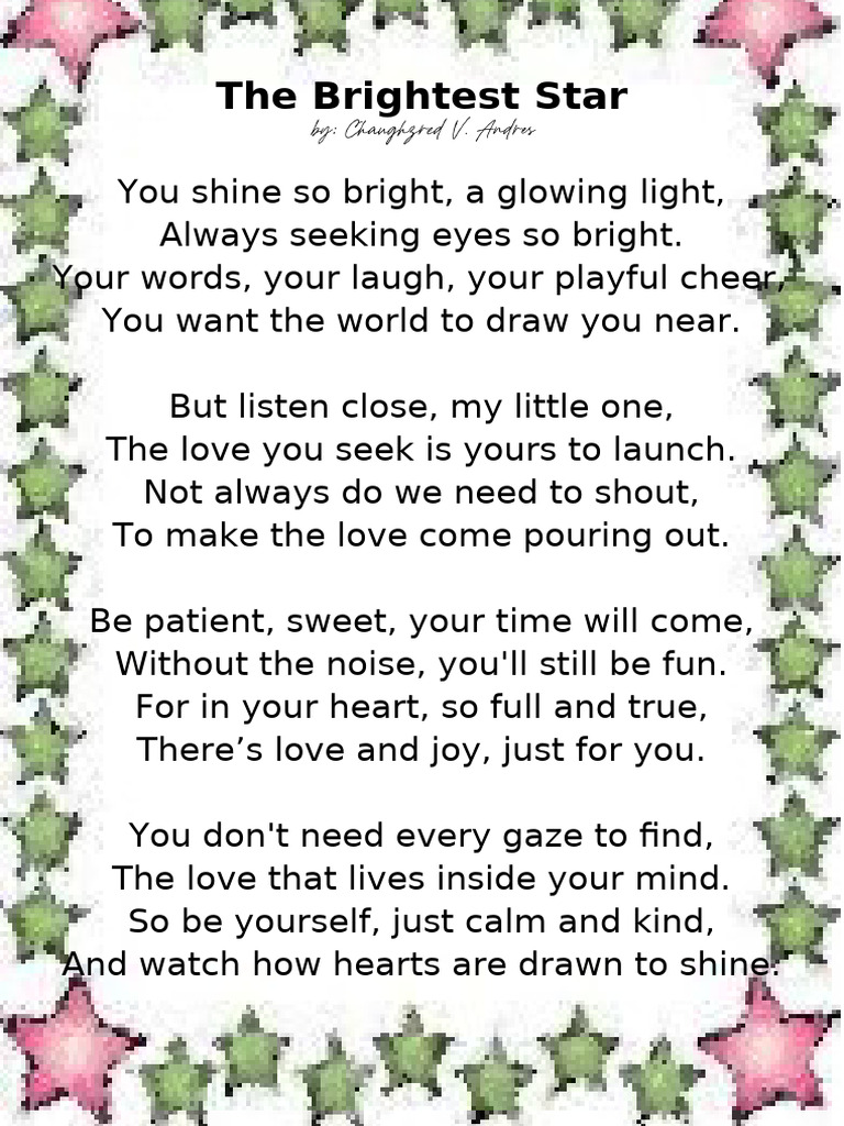 You Are My Brightest Star Poem | PDF