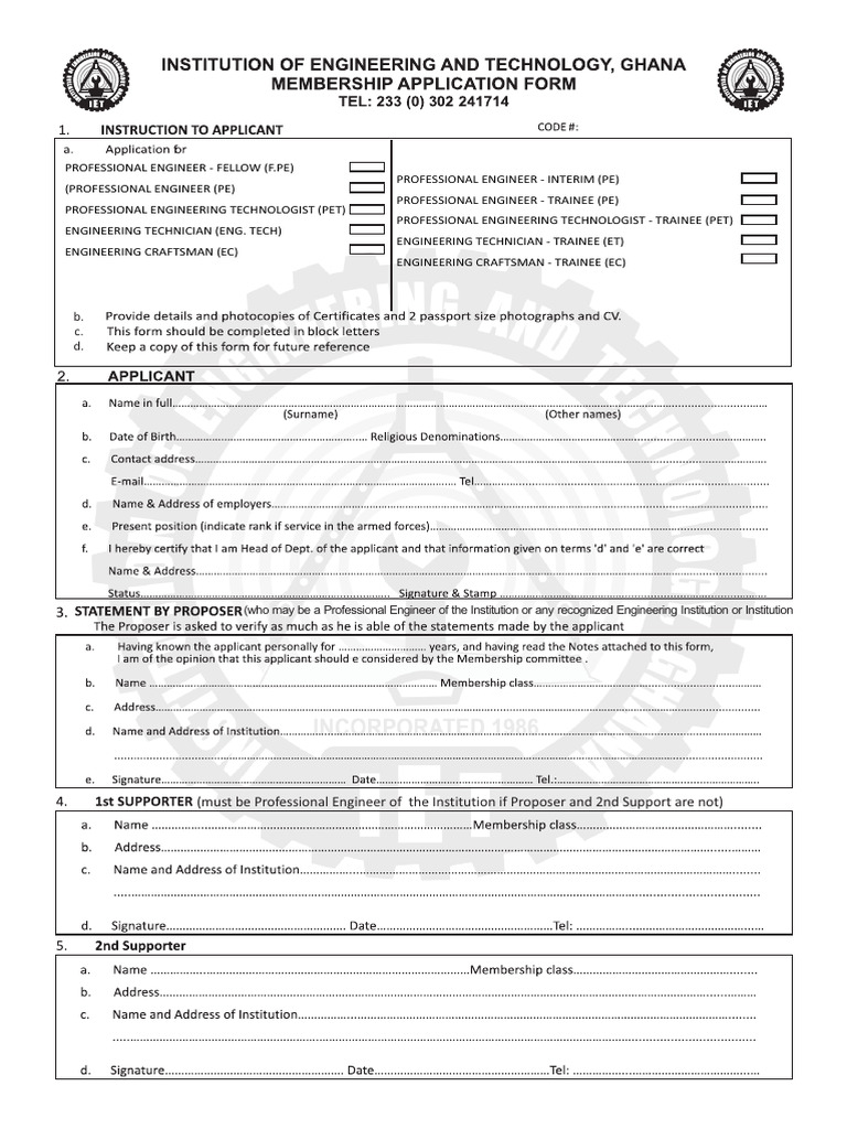 IET - GH New Membership Form | PDF
