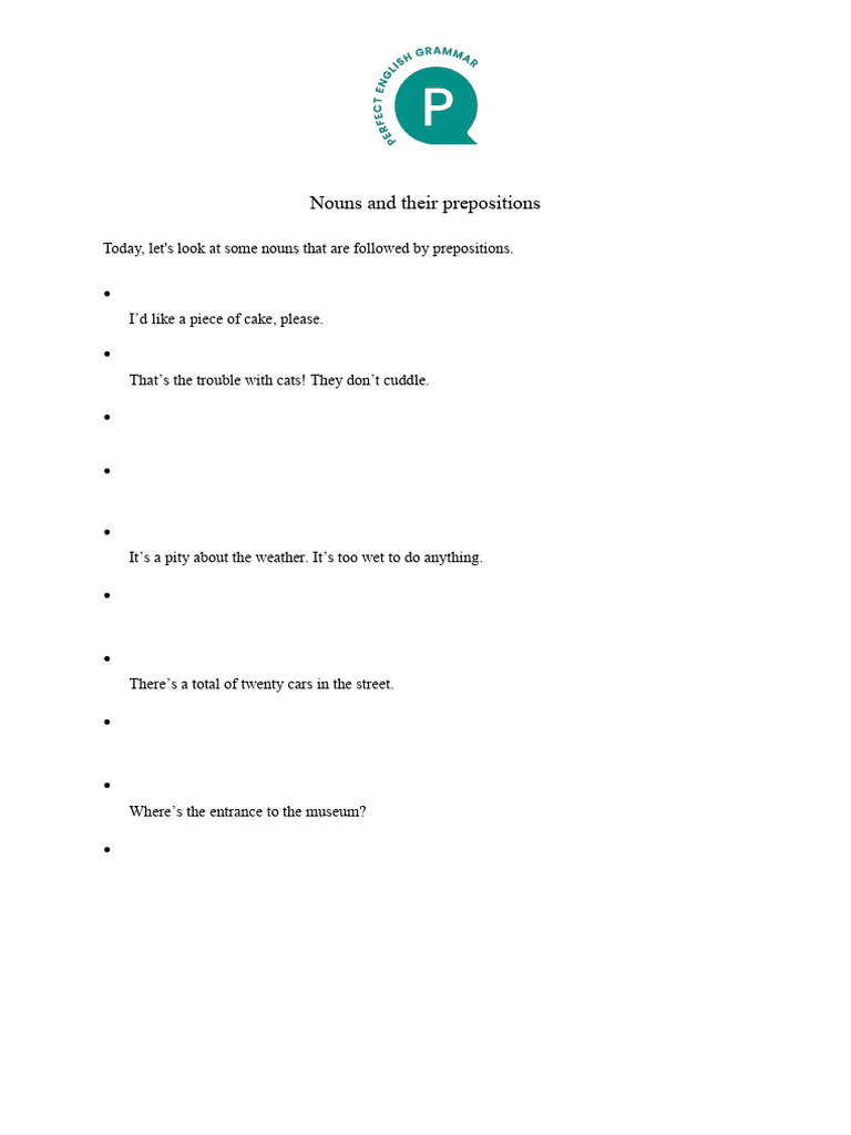Some Nouns and Their Prepositions | PDF