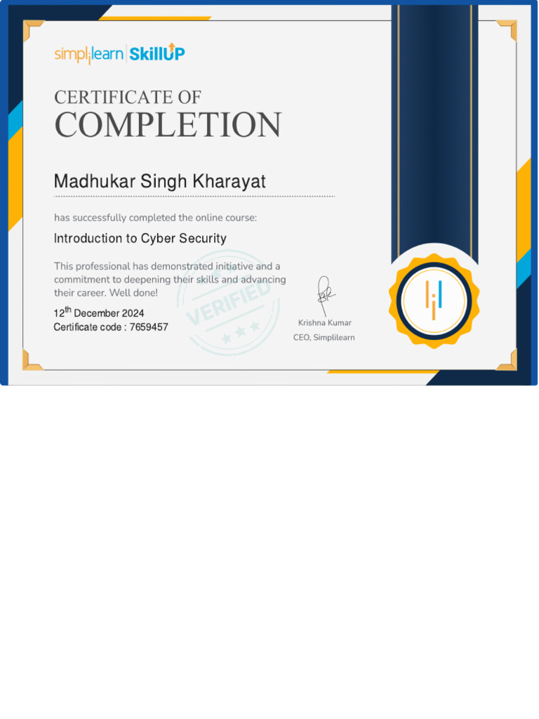 Cyber Security Certificate | PDF