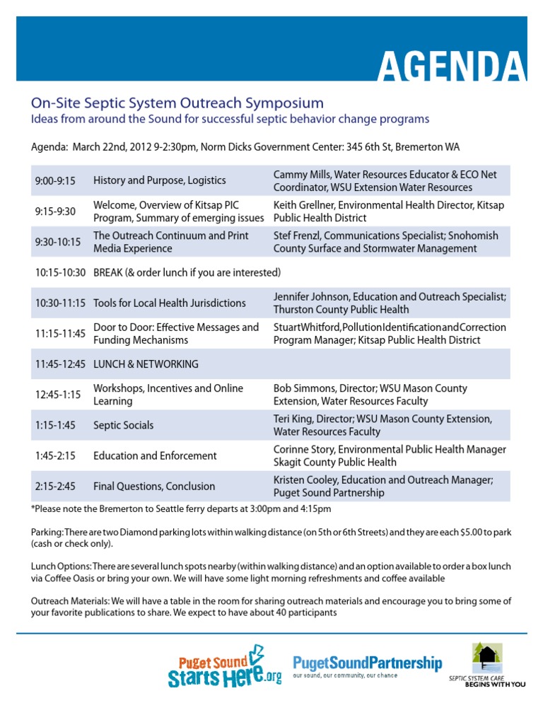 Septic System Outreach Symposium Agenda | PDF | Social Science
