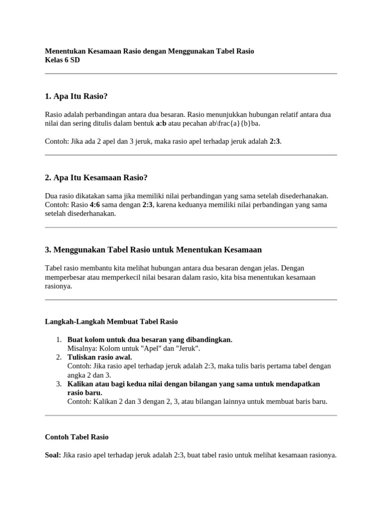 Menentukan Kesamaan Rasio Dengan Menggunakan Tabel Rasio | PDF