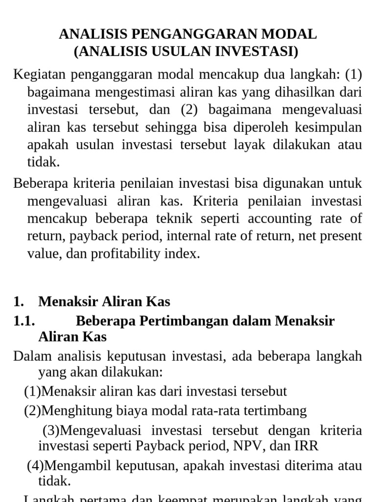 Penganggaran Modal | PDF