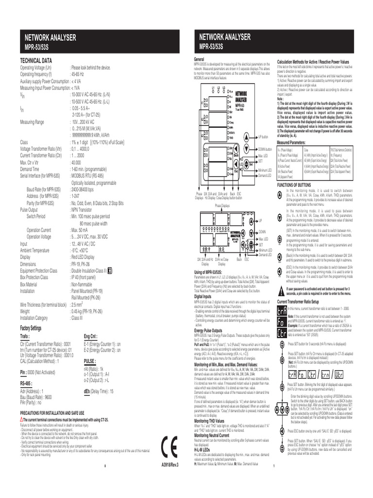 MPR 53 53S User Manual | PDF | Ac Power | Power (Physics)