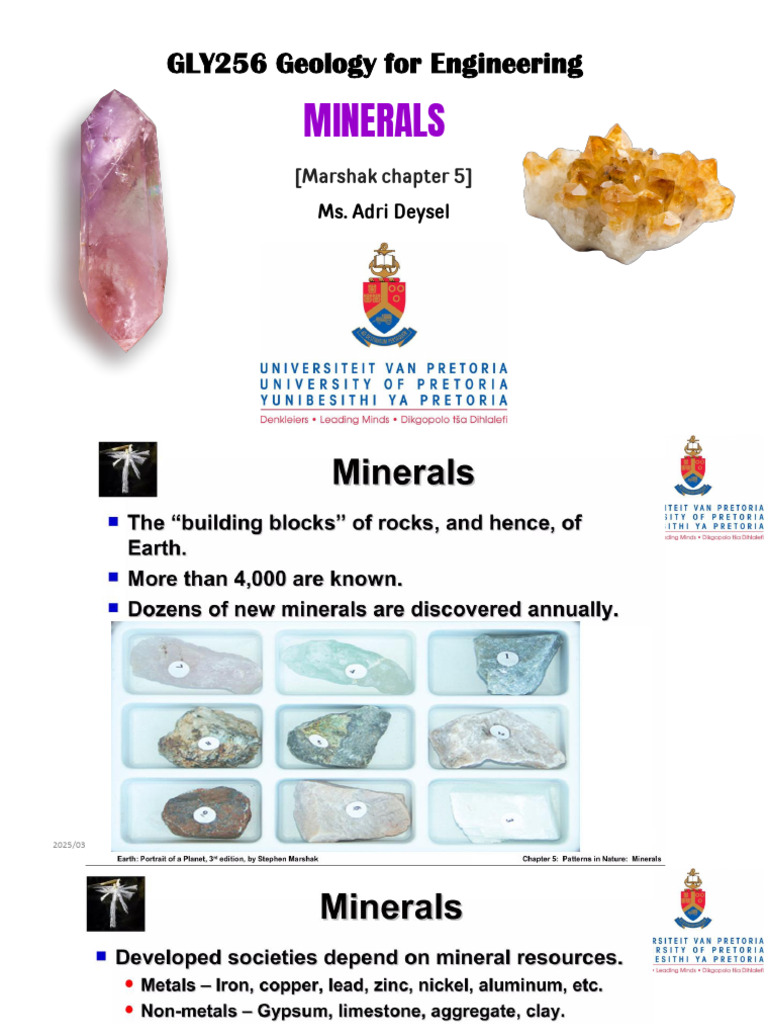 03.1 - Minerals (L13-L15) | PDF | Minerals | Chemistry