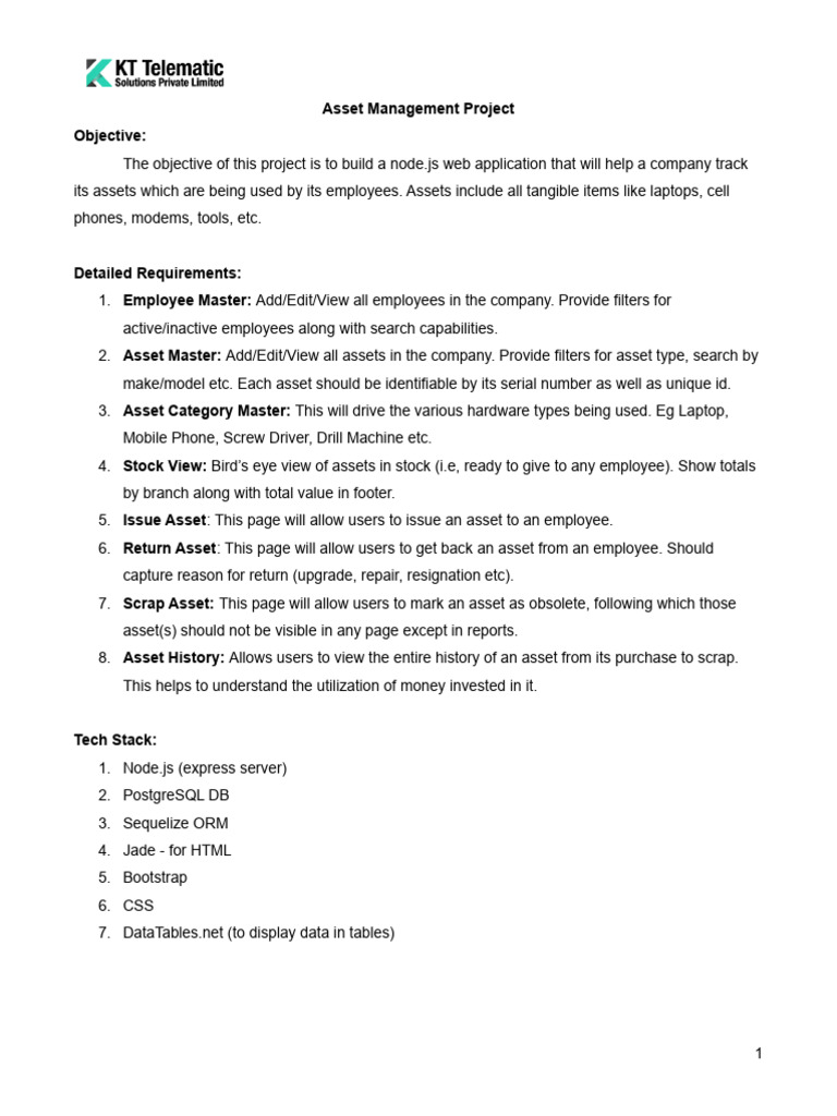 KTT Full Stack Task | PDF