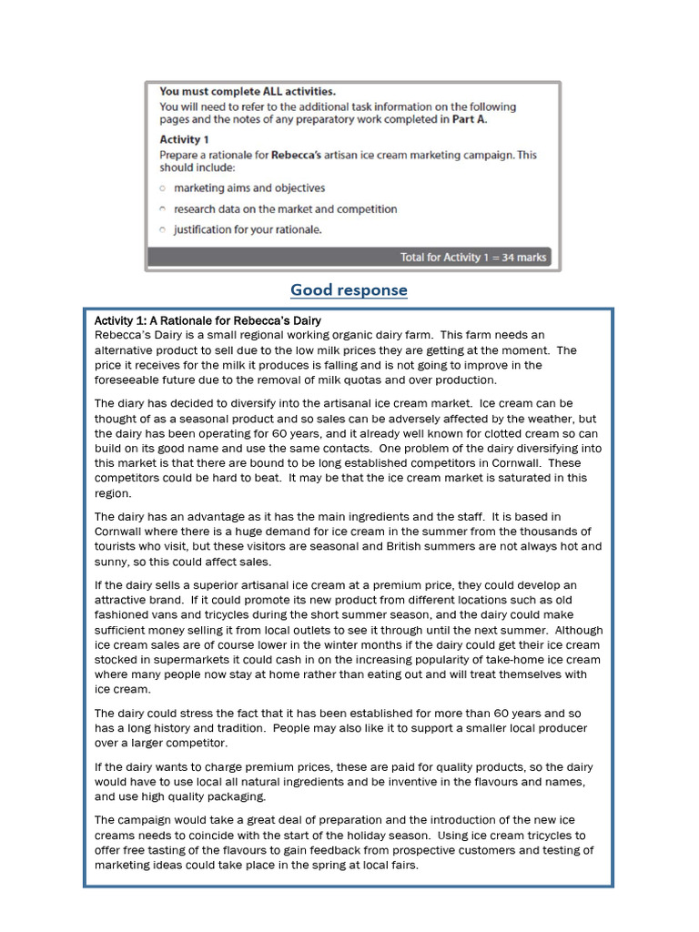 Microsoft Word - BTEC Level 3 National in Business Unit 2 FINAL | PDF | Ice Cream | Brand