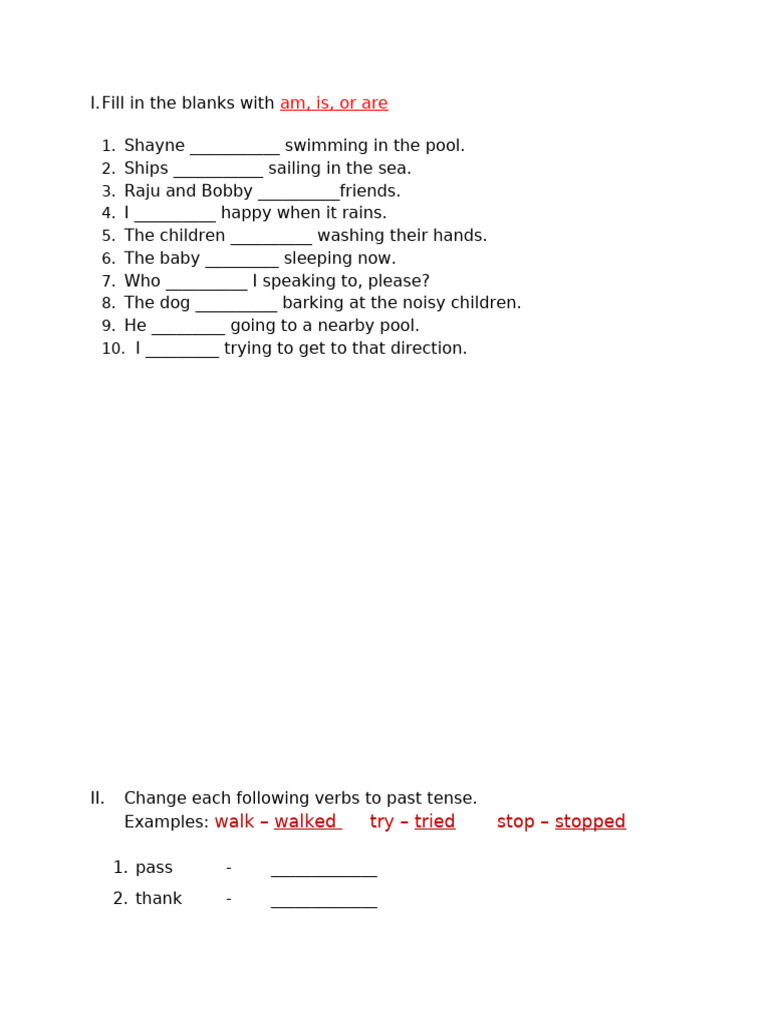 Fill in The Blanks With Am | PDF
