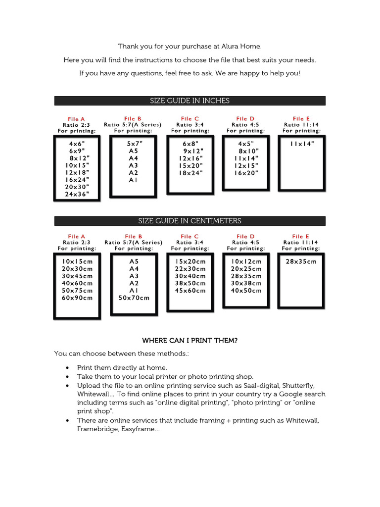 Printable Art Purchase Instructions | PDF