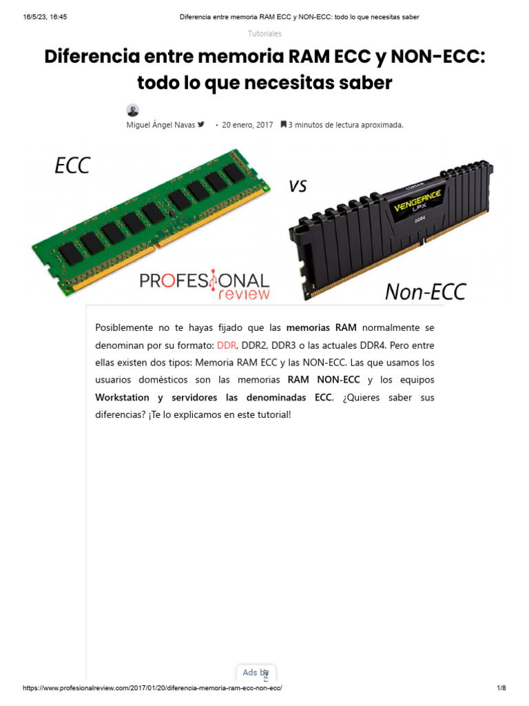 Diferencia entre memoria RAM ECC y NON-ECC_ todo lo que necesitas saber | PDF | Memoria de ...