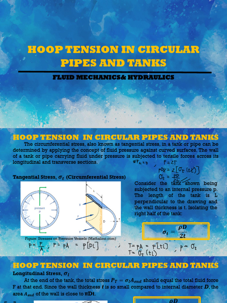 Hoop Tension in Pipes and Tanks | PDF | Stress (Mechanics) | Mechanical ...