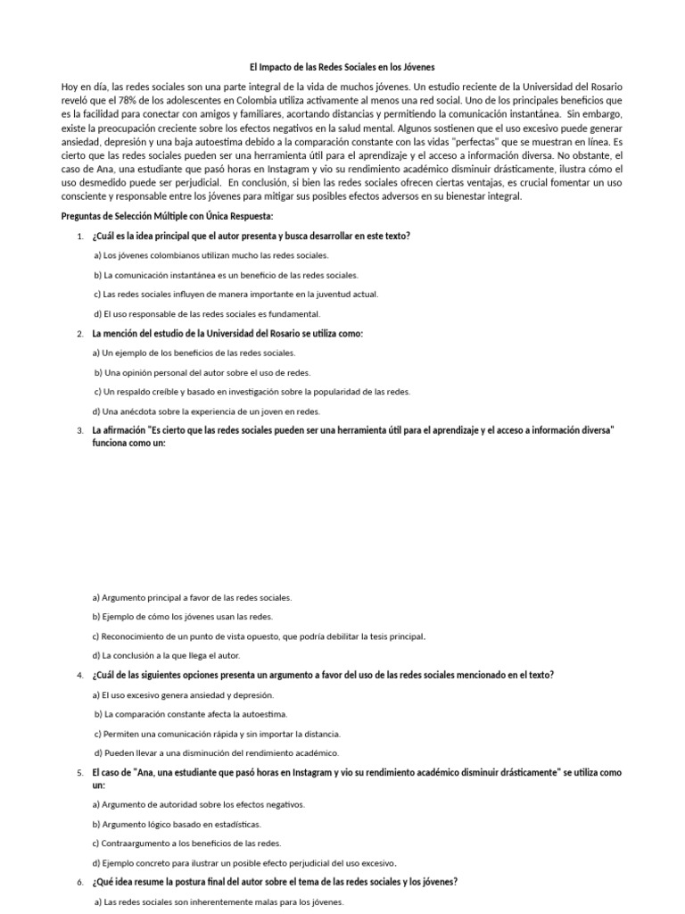 Impacto de Redes Sociales en Jóvenes | PDF | Redes sociales | Cultura ...