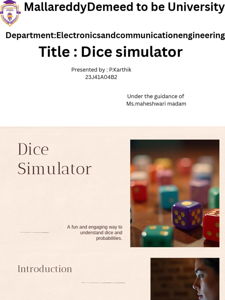 Dice Simulator.pptx_20250428_140119_0000 | PDF | Simulation | Randomness