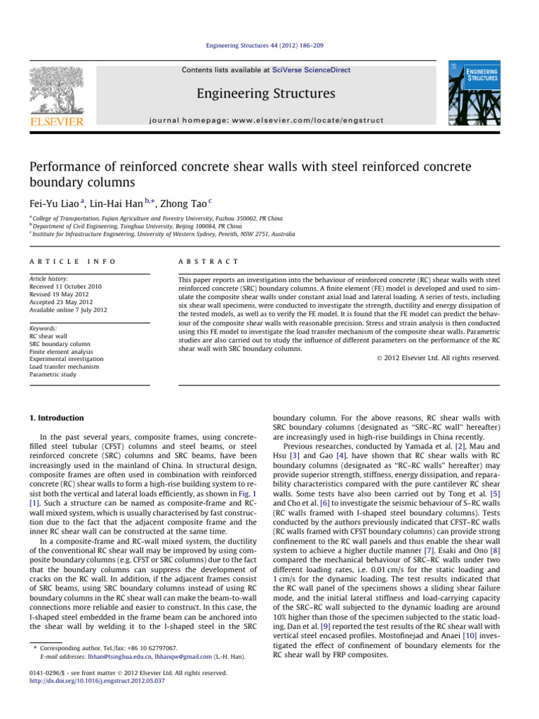RC Shear Walls with SRC Columns Analysis | PDF | Strength Of Materials ...