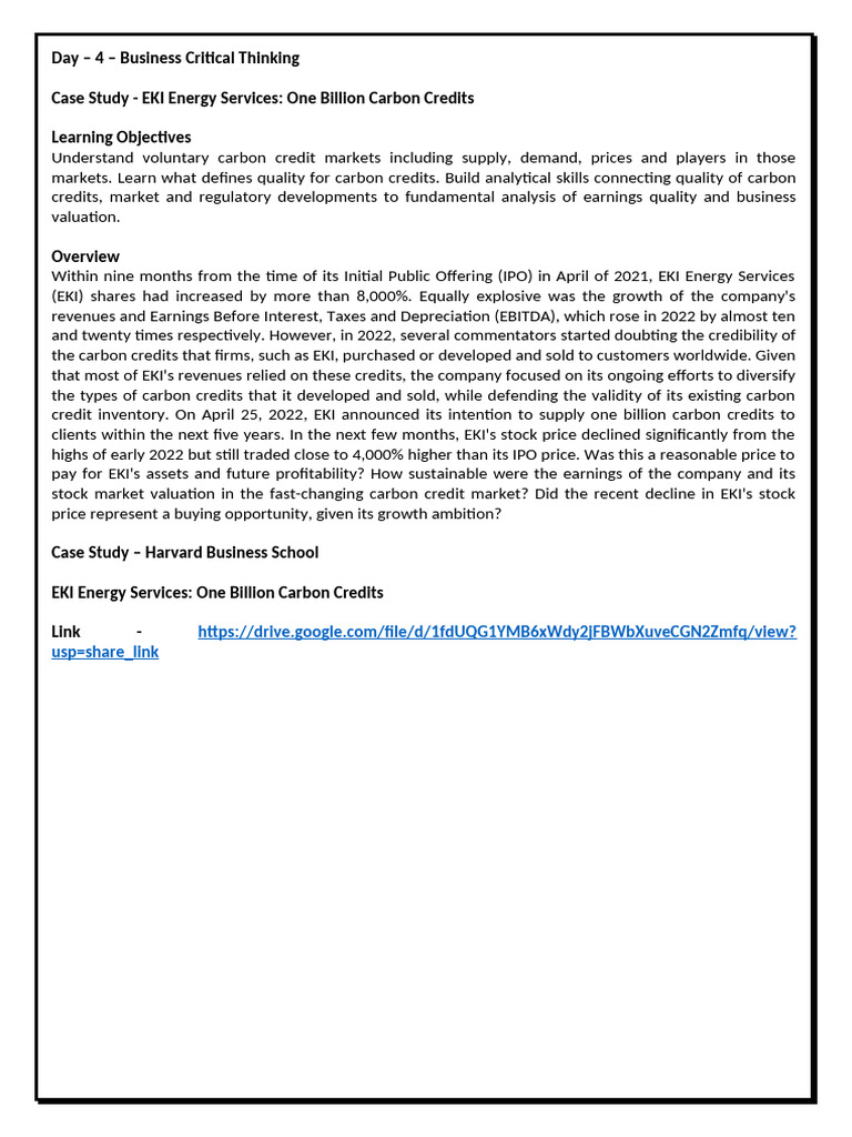 Case Study - EKI Energy Services - One Billion Carbon Credits | PDF