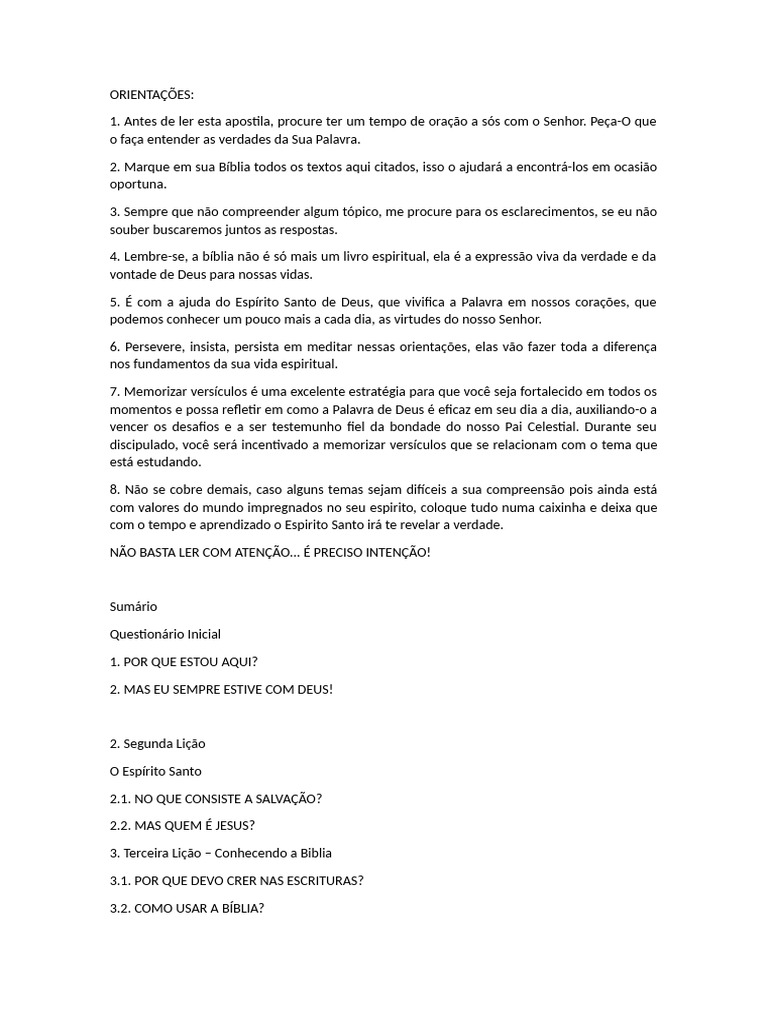 Discipulado Basico Capitulo 1 | PDF | Pecado | Deus