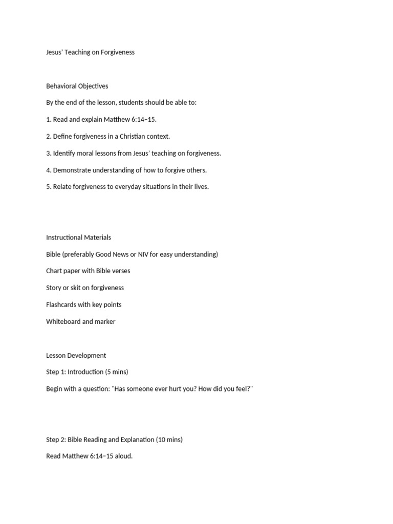 Jesus' Teachings on Forgiveness Explained | PDF