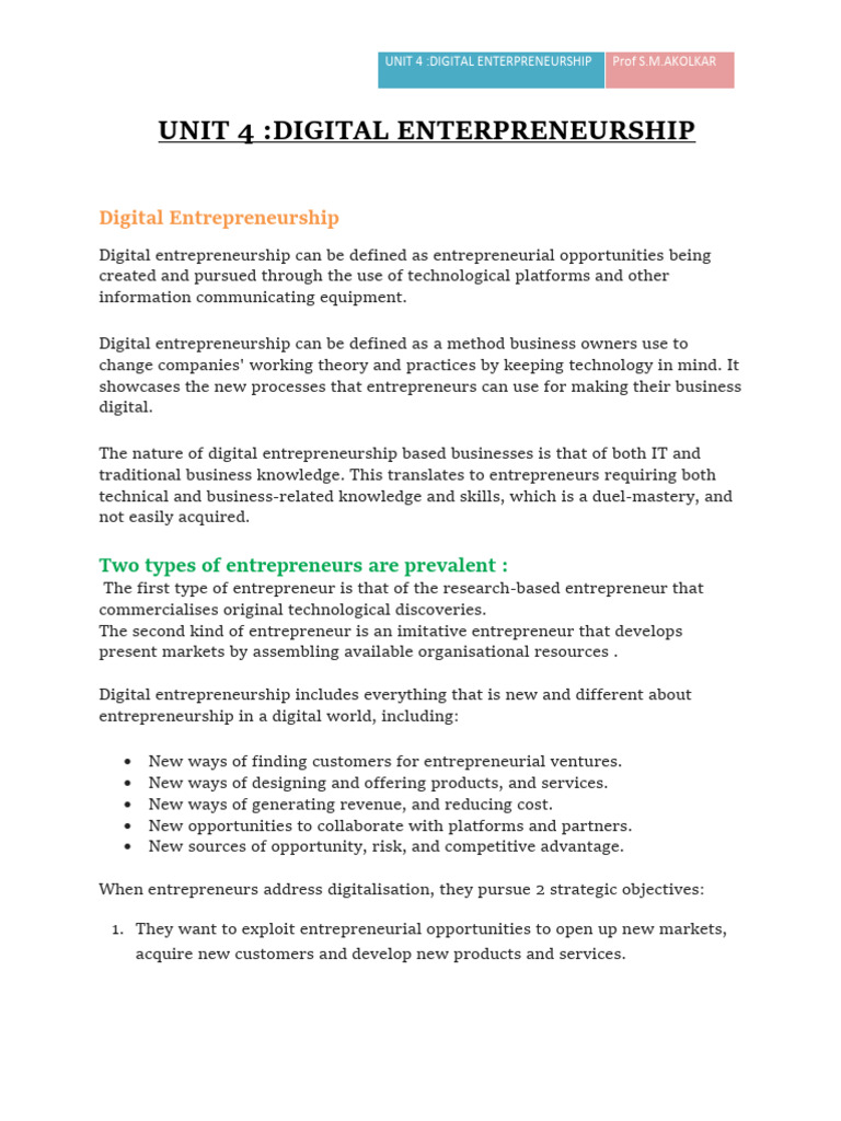 Digital Entrepreneurship Strategies Explained | PDF | Entrepreneurship ...