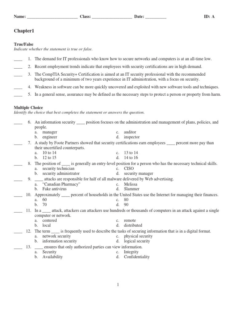 Introduction To Information Security Chapter 1 Review Questions Pdf Threat Computer