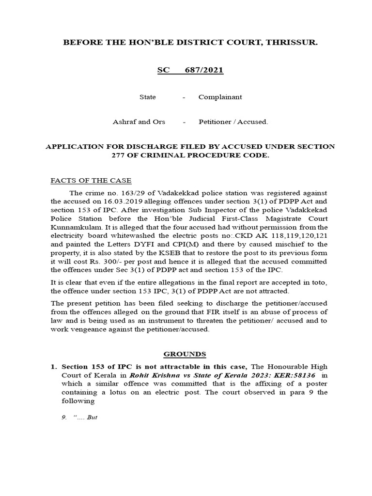 Discharge petition model | PDF | Judgment (Law) | Crimes