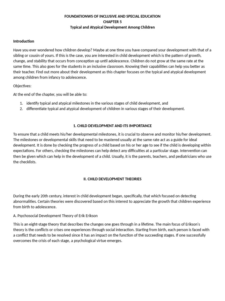 Fosied Lesson 5 Typical and Atypical Development Among Children | PDF ...