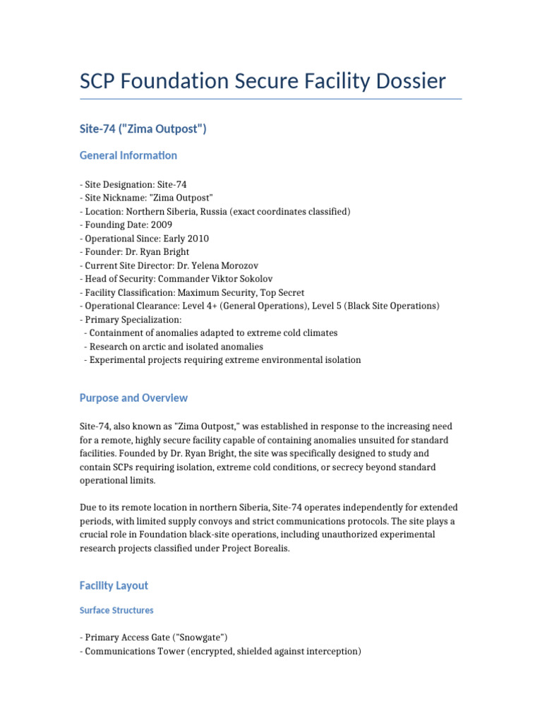SCP_Site74_Lore_and_SCP7474 | PDF | Ice