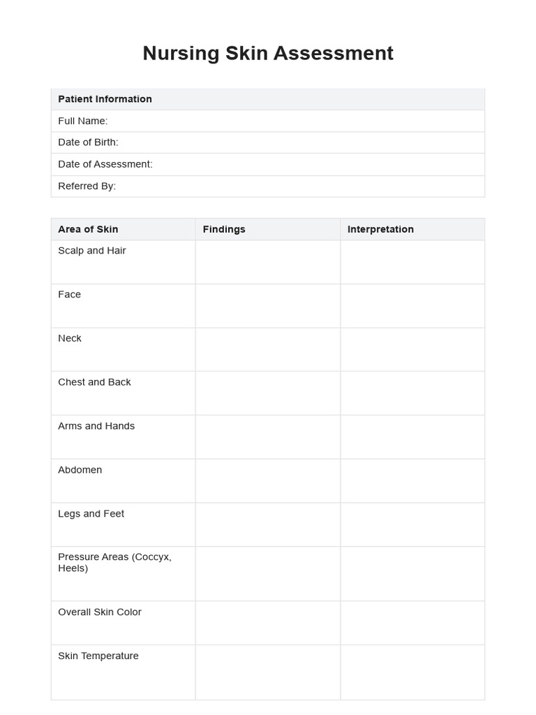 Nursing Skin Assessment Checklist | PDF