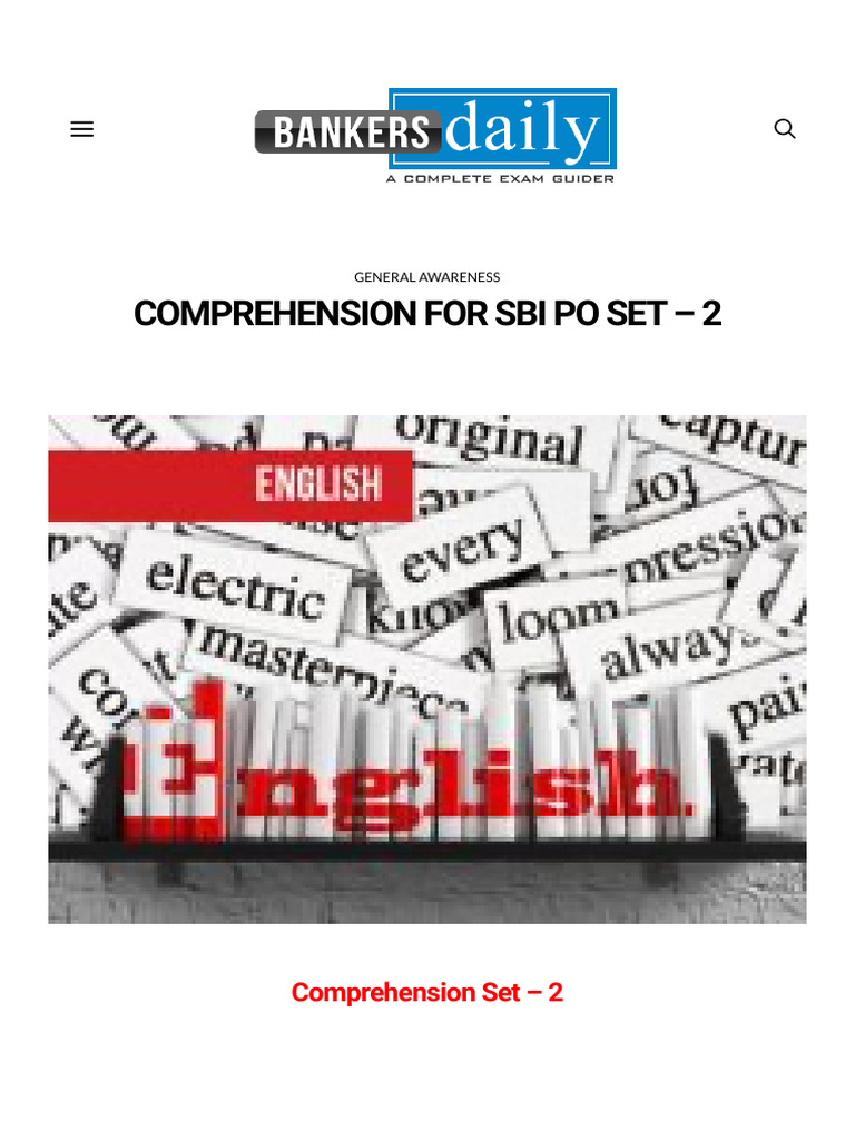 Comprehension For SBI PO set - 2 - | PDF | Leadership | Bureaucracy