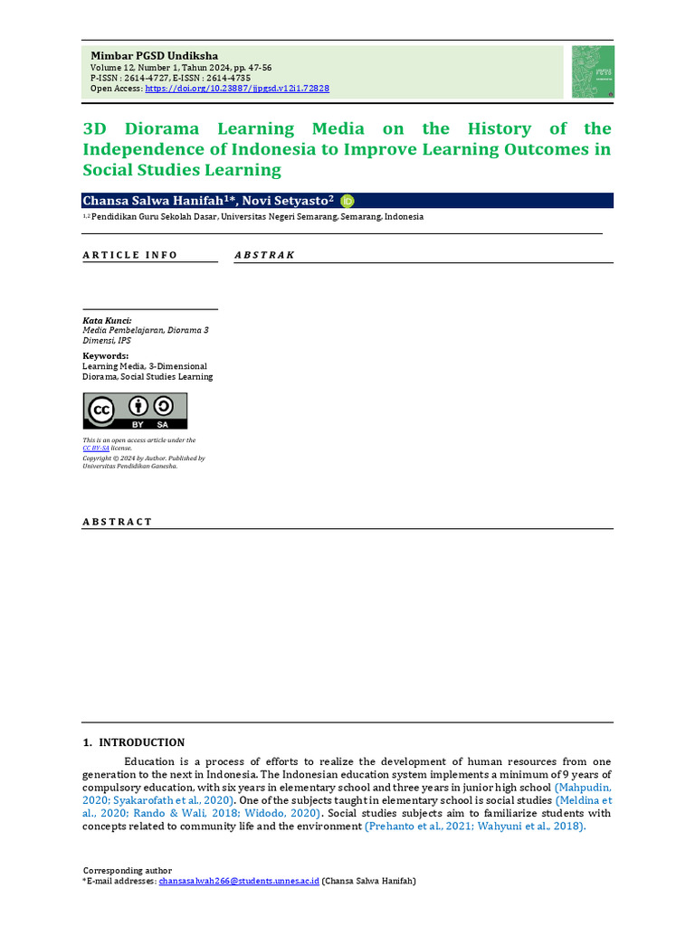 6.+MPGSD+VOL+12+NO+1+-+Chansa+Salwa+Hanifah+47-56 | PDF | Learning | Data Analysis