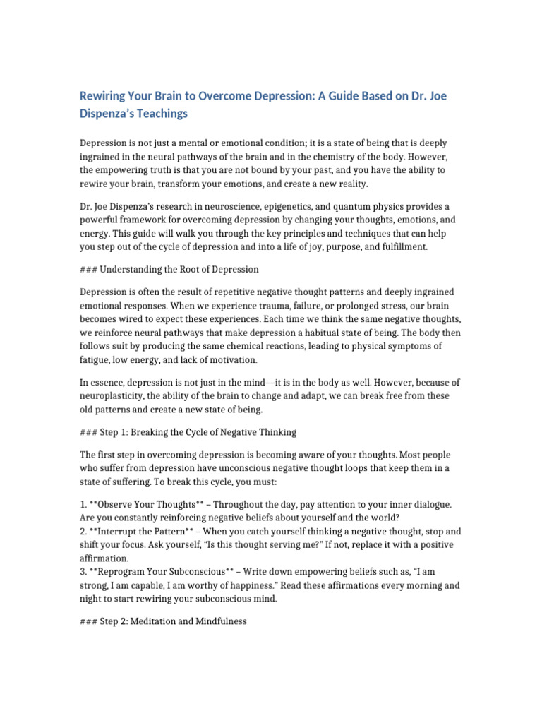 Rewiring Your Brain To Overcome Depression | PDF | Thought | Mind