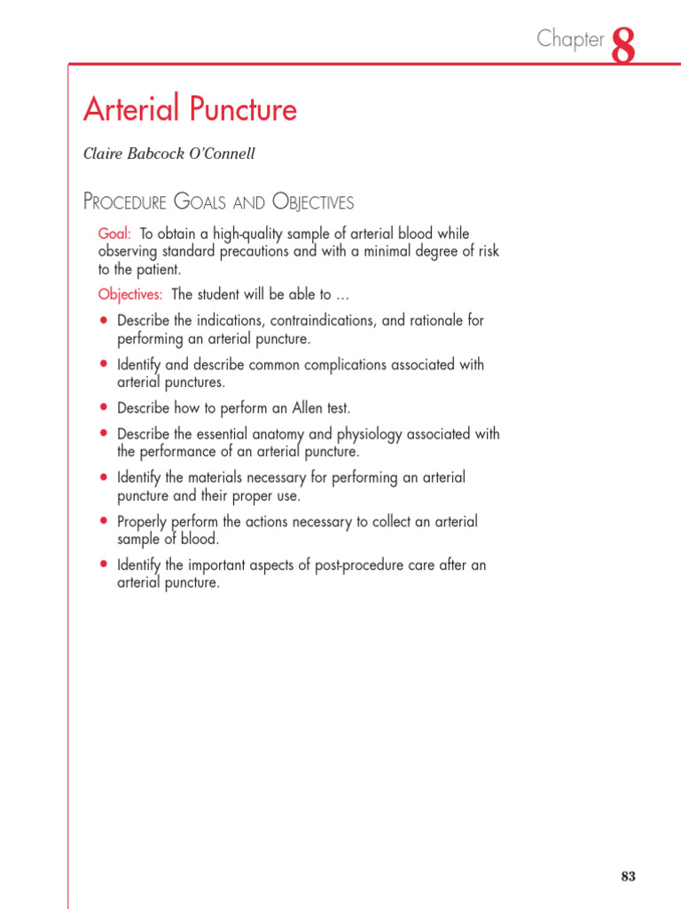 Essential Clinical Procedures __ Arterial Puncture (2007) | PDF ...