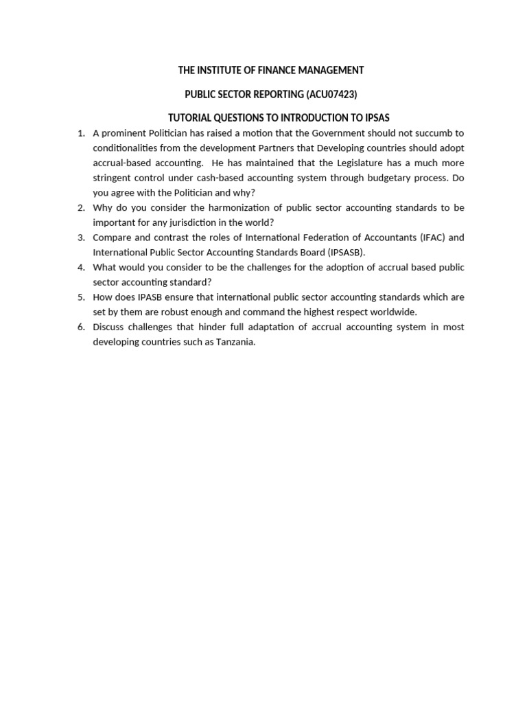 Practice Questions To Introduction To Ipsas | PDF