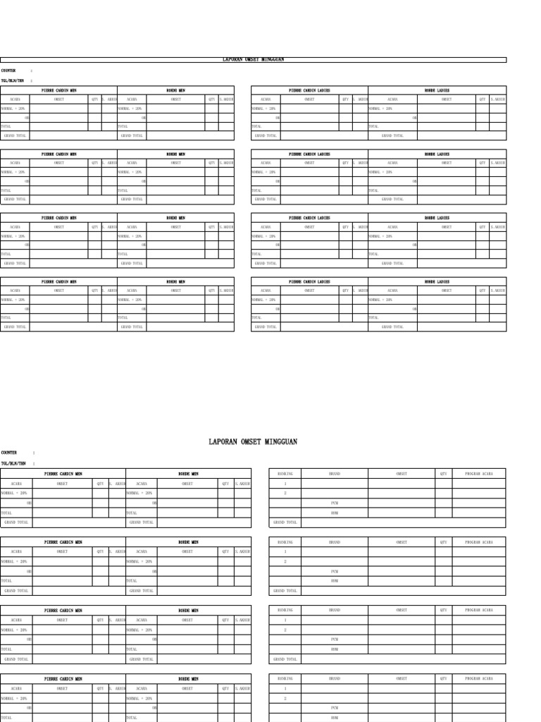 LAPORAN OMSET MINGGUAN | PDF