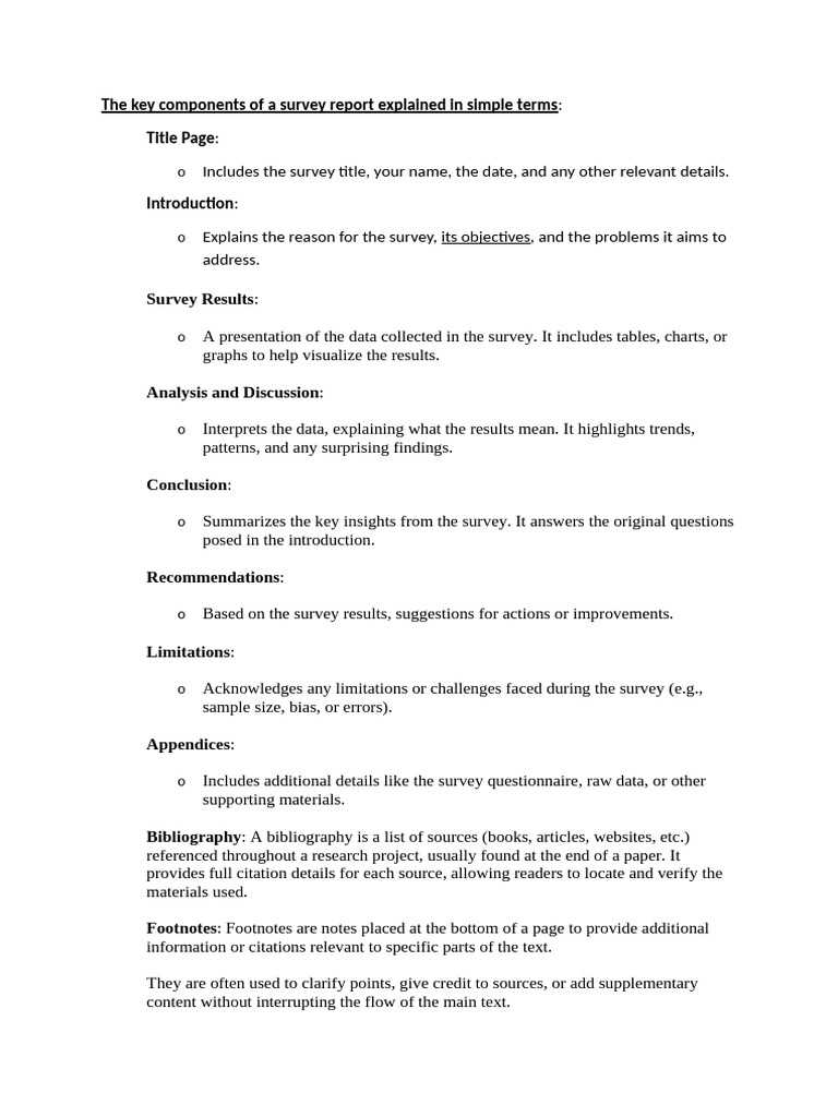 Components of Survey Report | PDF