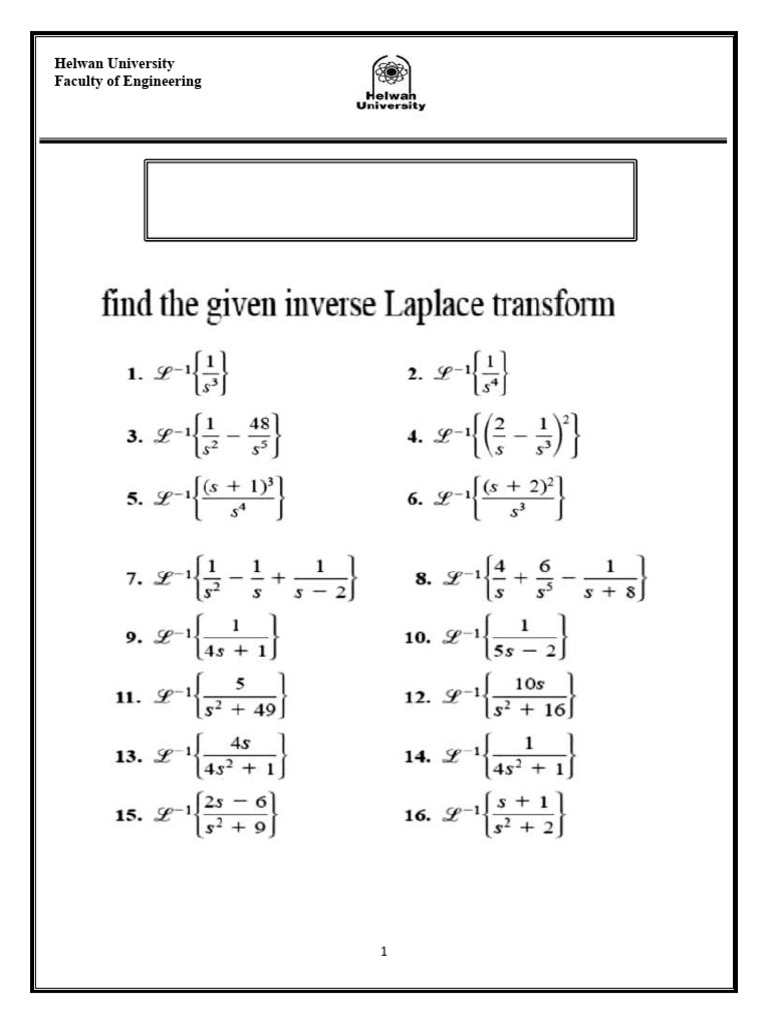 Sheet7 - Inverse Laplace Transform | PDF