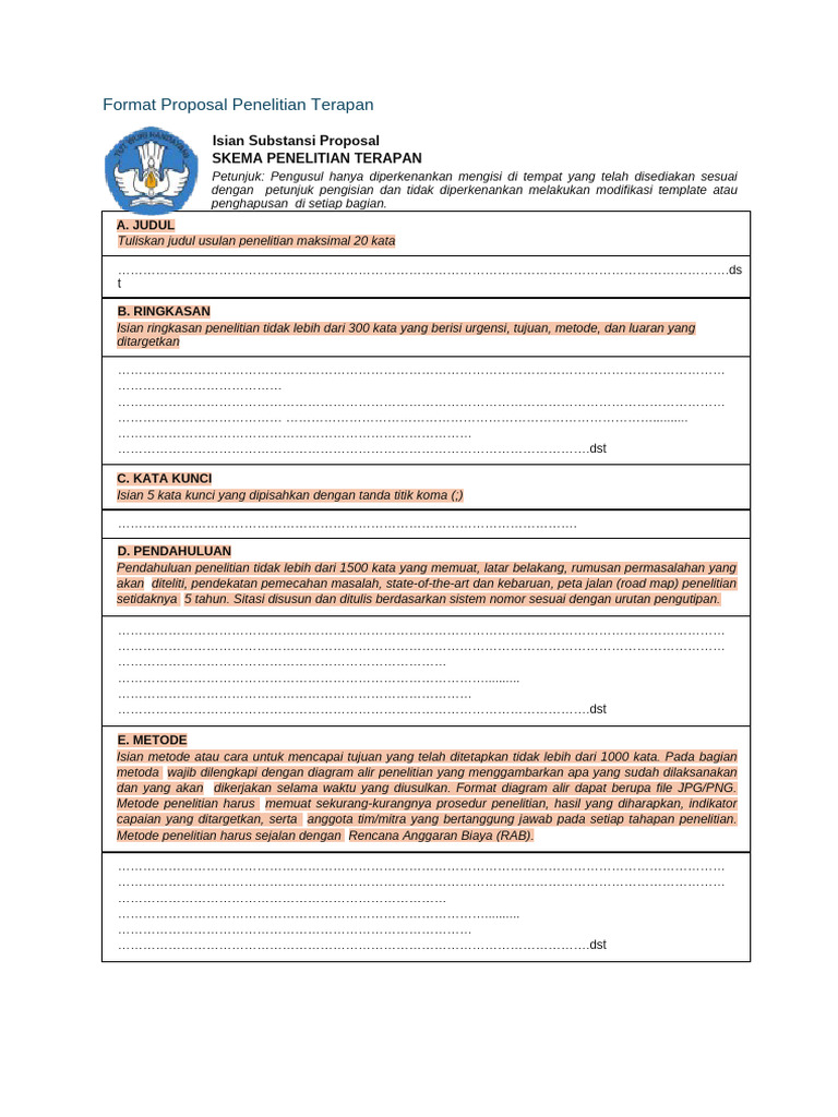 Format Proposal Penelitian Terapan | PDF