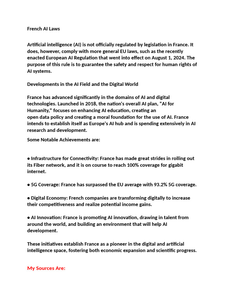 France's AI Regulations and Innovations | PDF